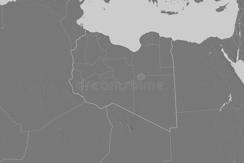 Libya borders. Bilevel stock illustration. Illustration of land - 194376807