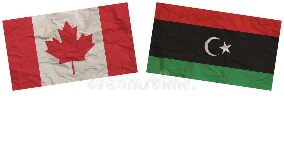 Libya and Canada Flags Together Paper Texture Illustration Stock ...