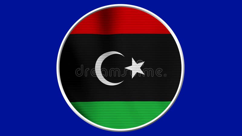 Libya Circular Flag Loop - Realistic 4K Flag Waving in the Wind. Stock ...