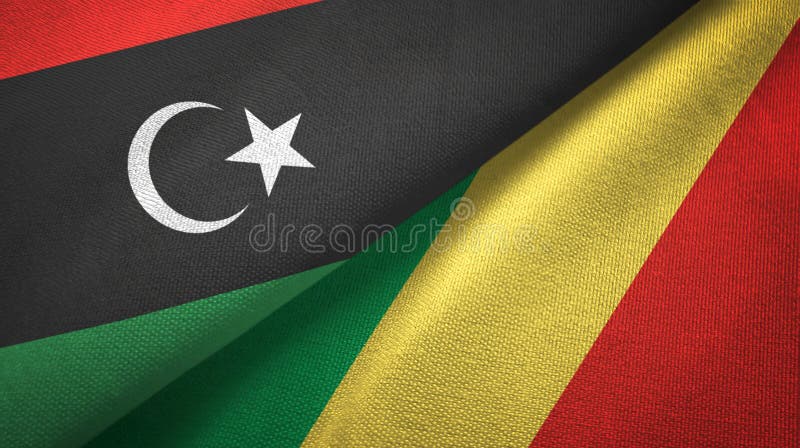 Libya and Congo Two Flags Textile Cloth, Fabric Texture Stock ...