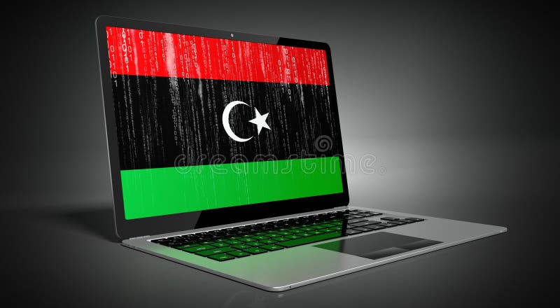 Libya - Country Flag and Binary Code on Laptop Screen Stock ...