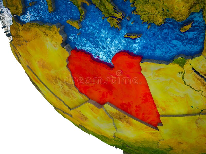 Libya on 3D Earth stock illustration. Illustration of render - 130616598