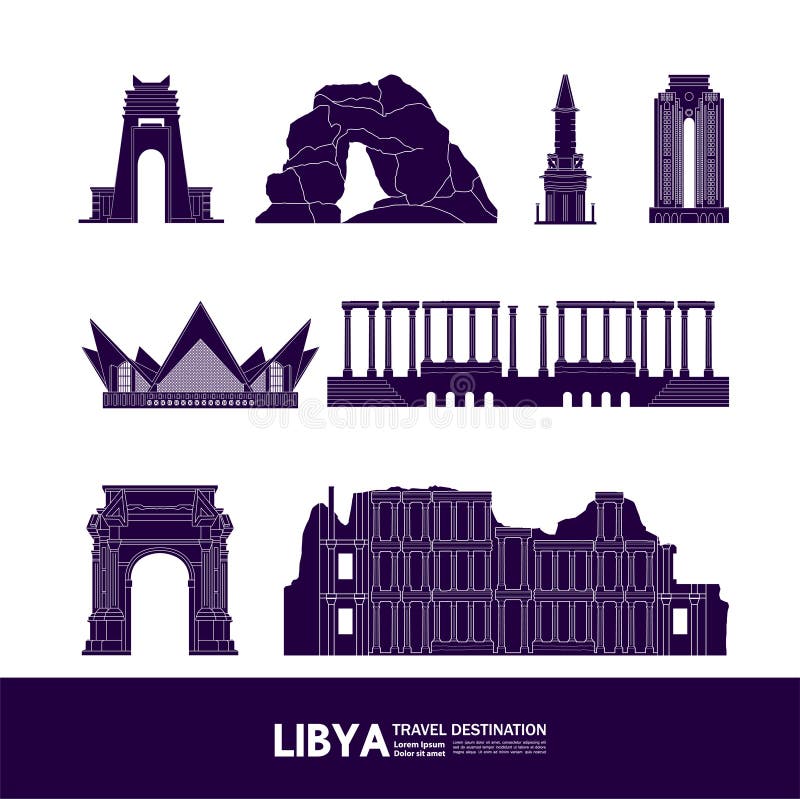 Libya Deep Blue Travel Destination Vector Illustration Stock Vector ...