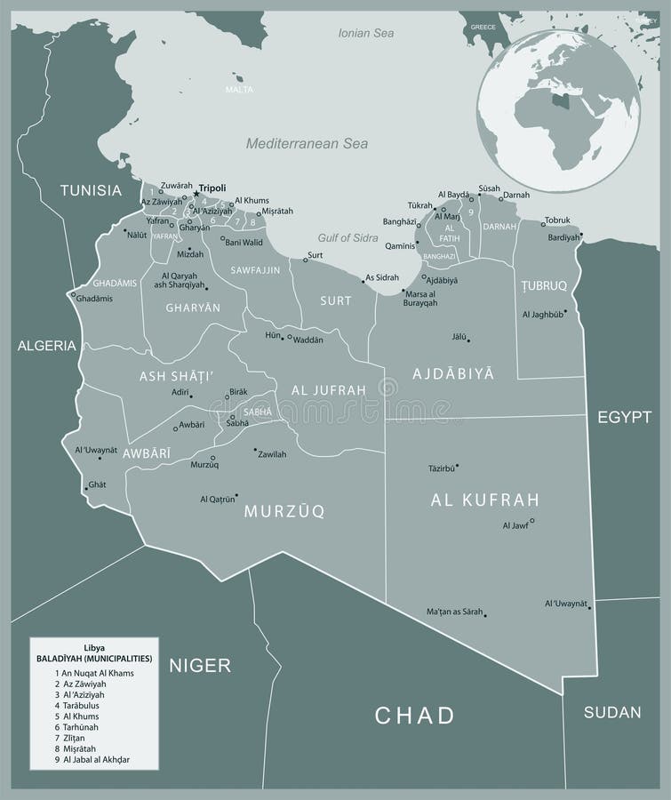Libya - Detailed Map with Administrative Divisions Country. Vector ...