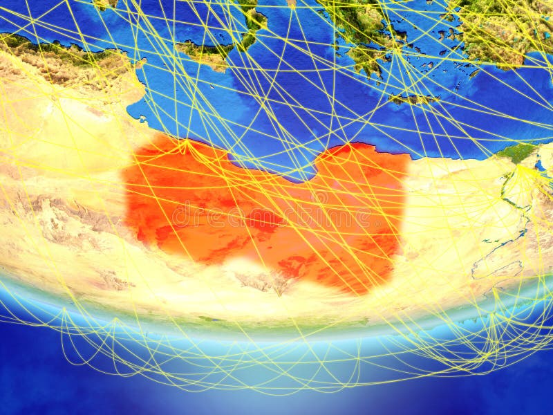 Libya on Earth with Network Stock Illustration - Illustration of ...