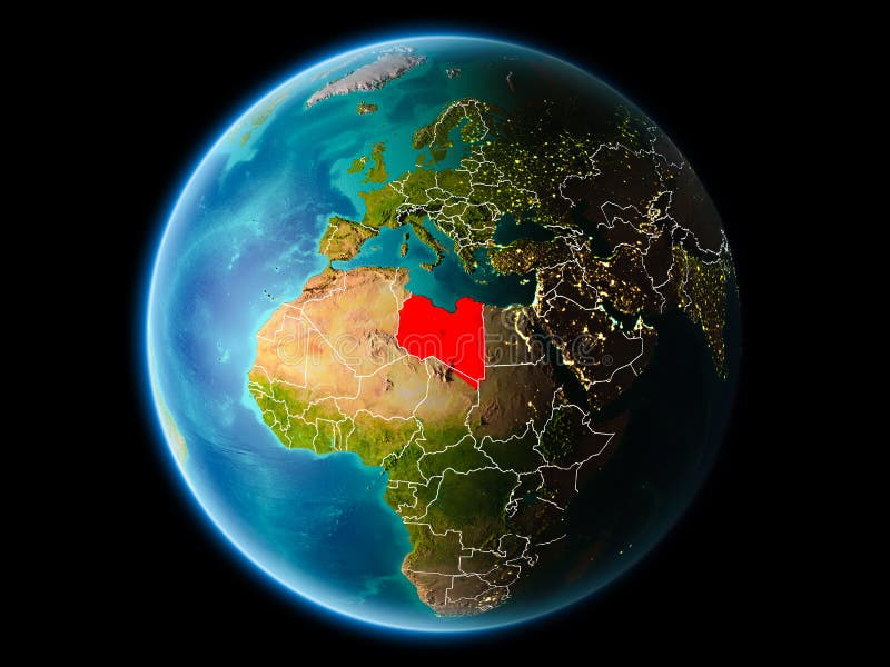 Libya in the evening stock illustration. Illustration of night - 121002774