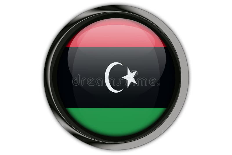 Libya Flag in the Button Pin Isolated on White Background Stock ...