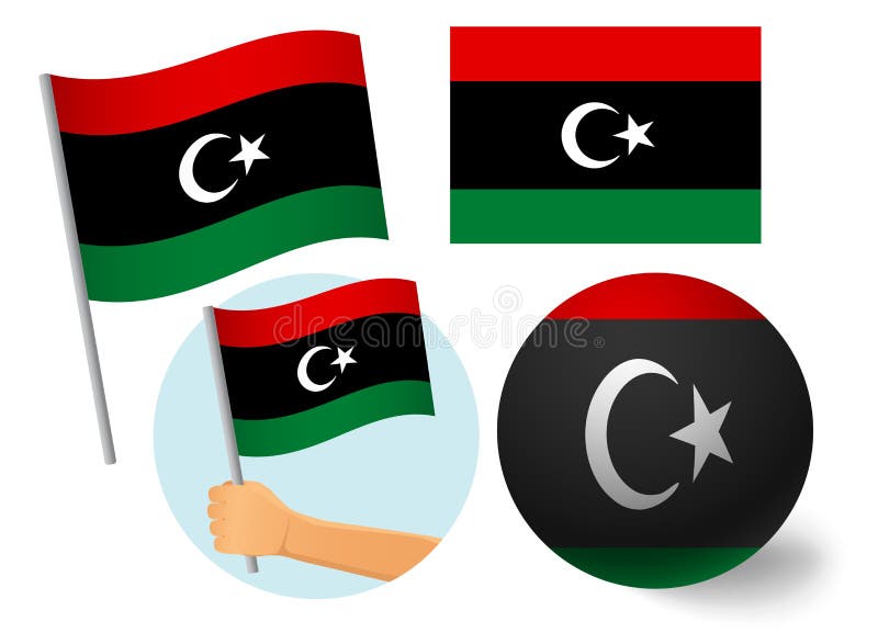 Libya flag icon set stock illustration. Illustration of national ...