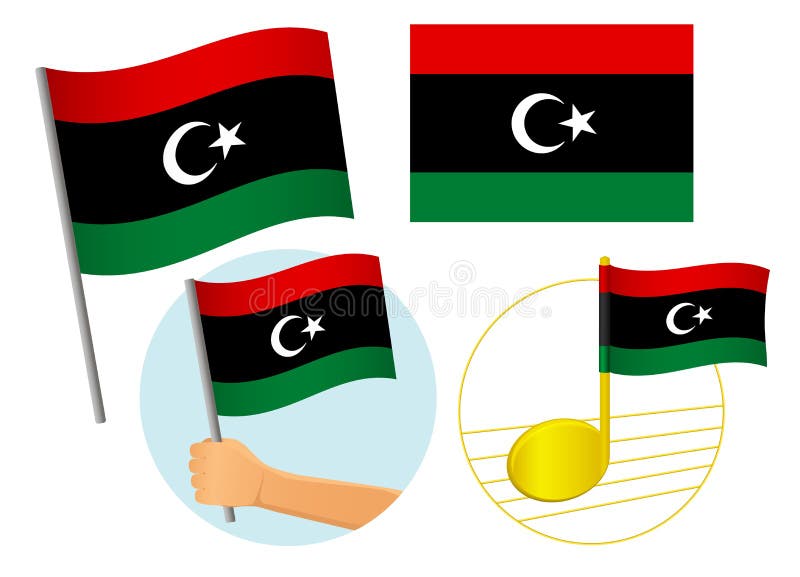 Libya flag icon set stock illustration. Illustration of collection ...