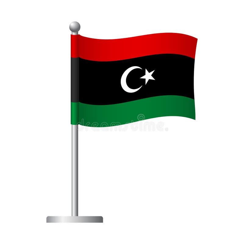 Libya flag on pole icon stock illustration. Illustration of national ...