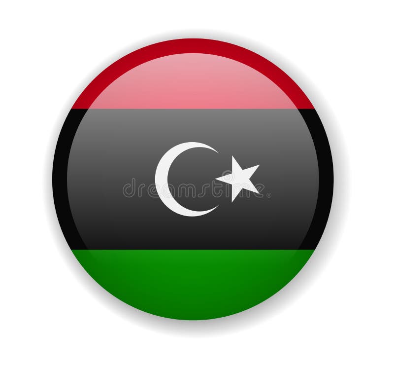 Libya Flag Round Bright Icon on a White Background Stock Illustration ...