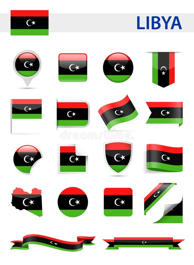 Libya Flag Vector Set stock illustration. Illustration of navigation ...