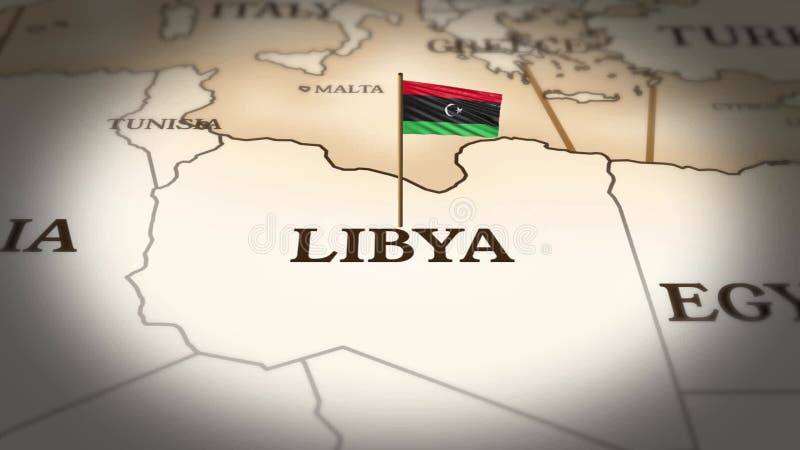 Libya Flag Showing on World Map with 3D Rendering Stock Video - Video ...