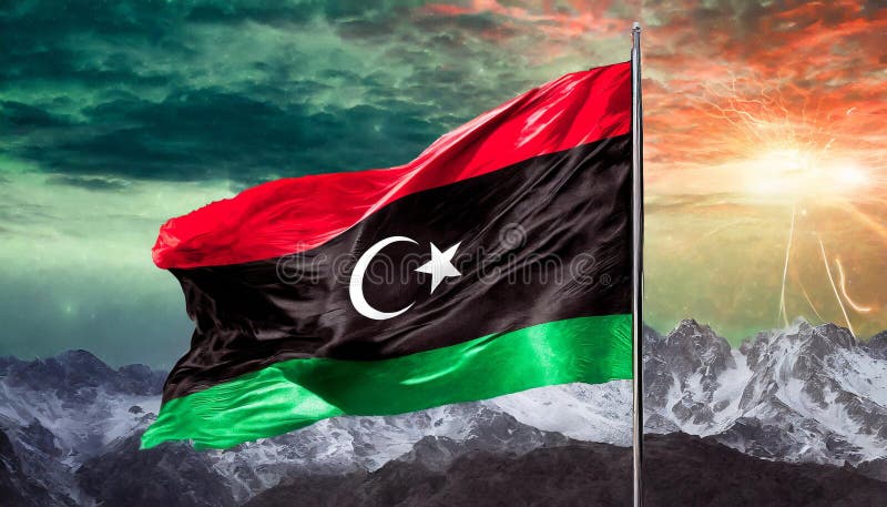 Libya Flag Waving on the Wind Stock Illustration - Illustration of ...