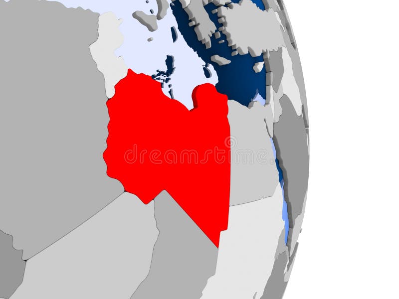 Libya on globe stock illustration. Illustration of political - 119356174