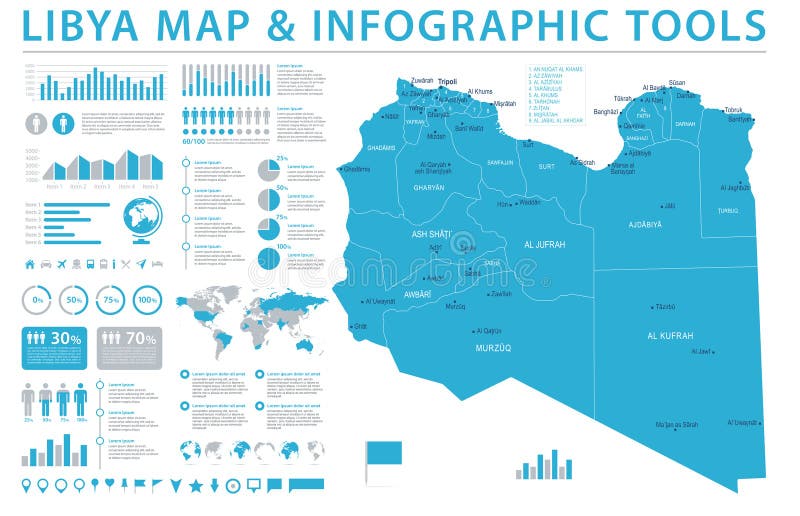 Libya Map - Info Graphic Vector Illustration Stock Illustration ...