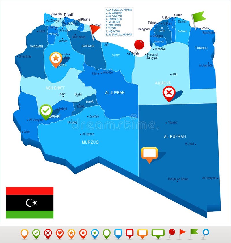 Libya - Map and Flag - Detailed Vector Illustration Stock Illustration ...