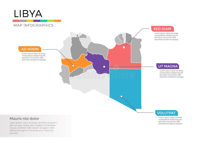 Libya Map Infographics Vector Template with Regions and Pointer Marks ...