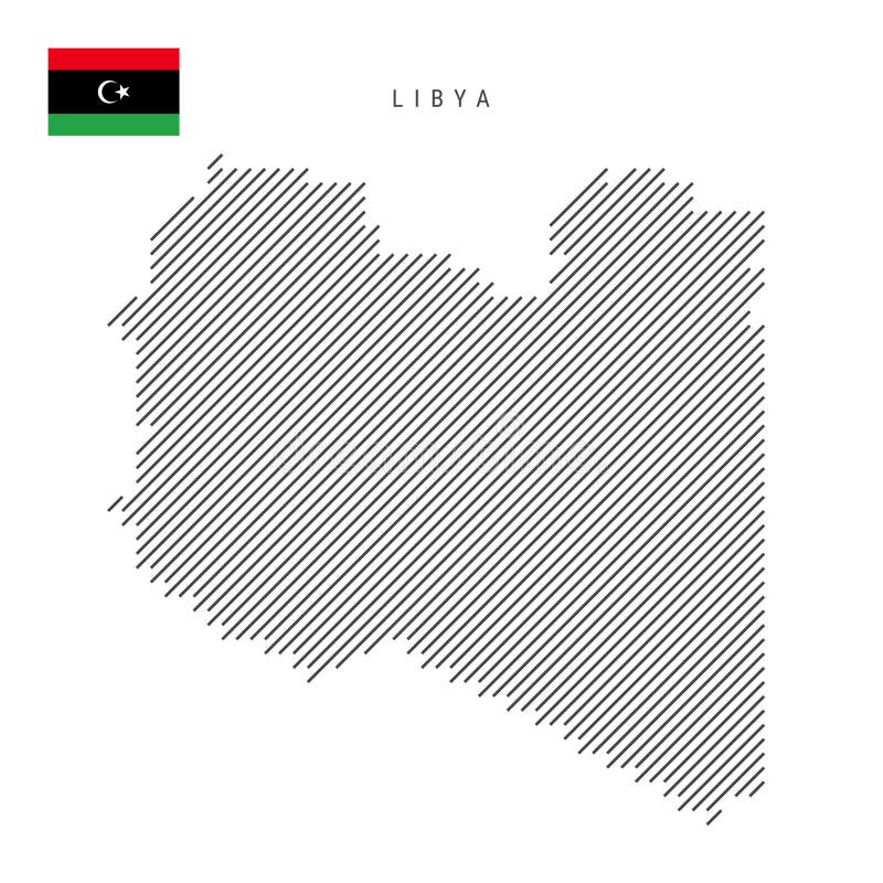 Libya Map from Pattern of Black Slanted Parallel Lines. Flat Vector ...