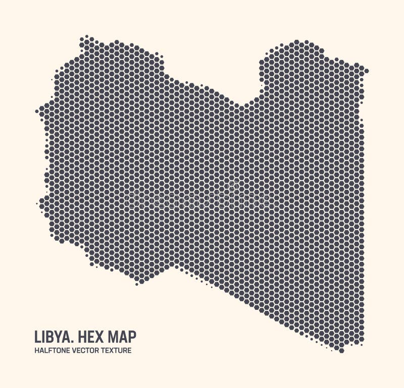 Libya Map Vector Hexagonal Half Tone Pattern Isolated on Light ...