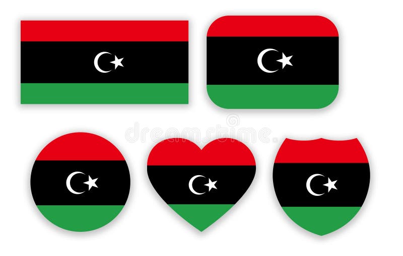 Libya National Flag. Set with Different Shapes Stock Illustration ...