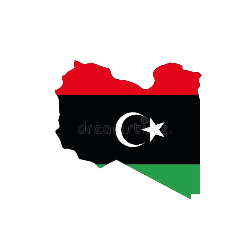 Libya National Flag in a Shape of Country Map Stock Vector ...
