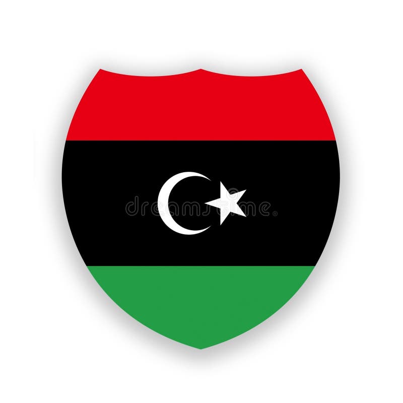 Libya National Flag in the Shape of a Shield Stock Illustration ...