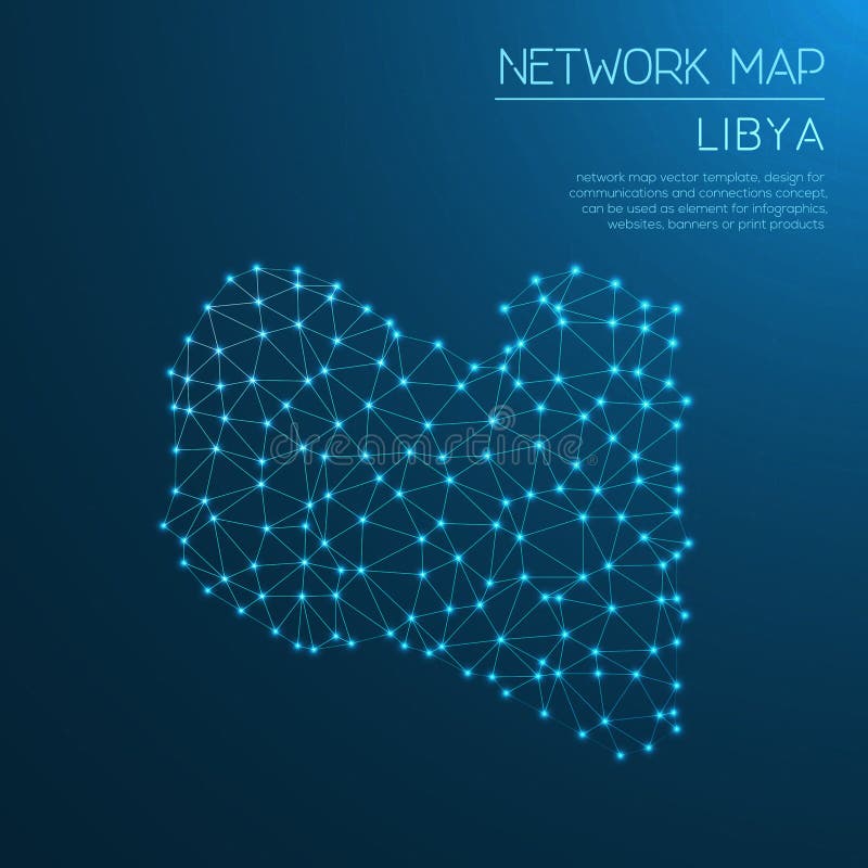 Libya network map. stock vector. Illustration of community - 86851905