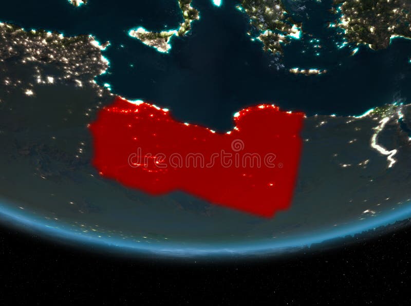 Libya at night stock illustration. Illustration of clouds - 119377910