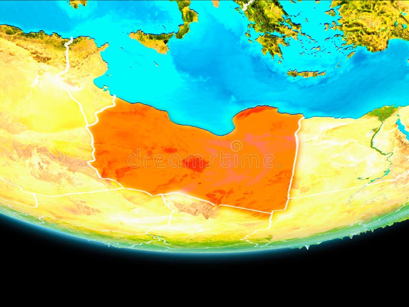Satellite view of Libya stock illustration. Illustration of african ...