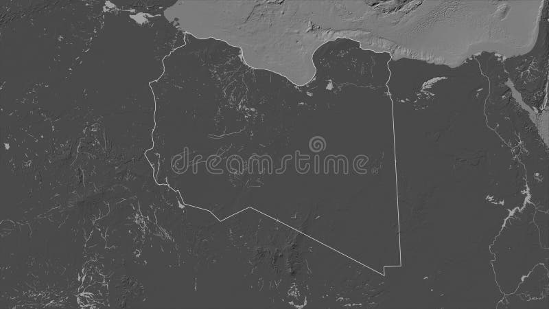 Libya outlined. Bilevel stock illustration. Illustration of geography ...
