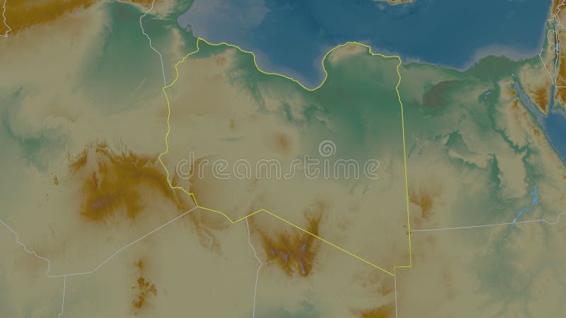 Libya - overview. Relief stock illustration. Illustration of ocean ...