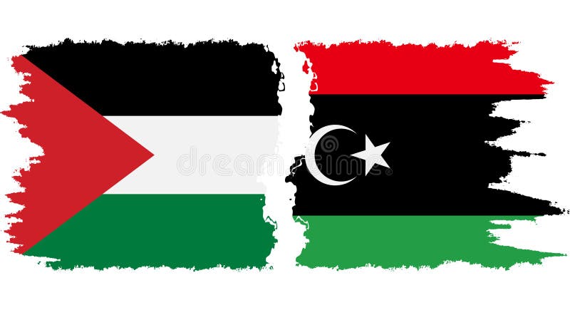 Libya and Palestine Grunge Flags Connection Vector Stock Vector ...