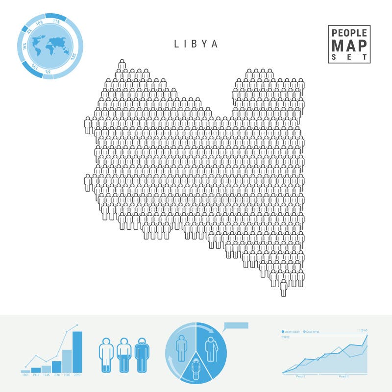 Libya People Icon Map. Stylized Vector Silhouette of Libya. Population ...