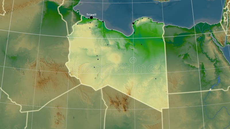 Libya - Physical. Composition, Borders Stock Illustration ...