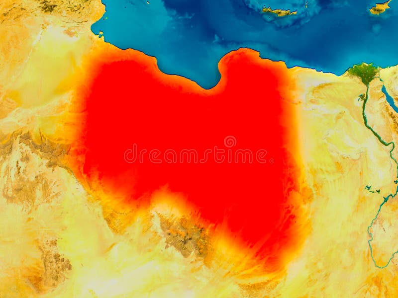 Libya on physical map stock illustration. Illustration of africa - 91853197