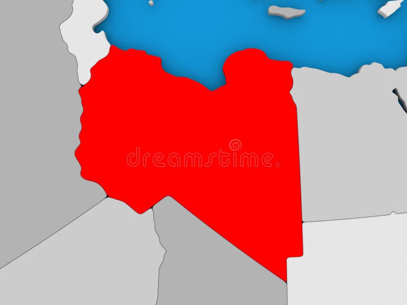 Libya in red on globe stock illustration. Illustration of politics ...