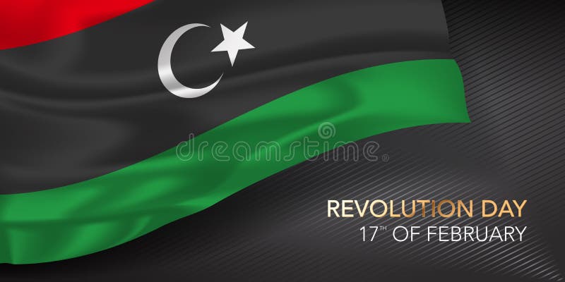 Libya Revolution Day Greeting Card, Banner with Template Text Vector ...