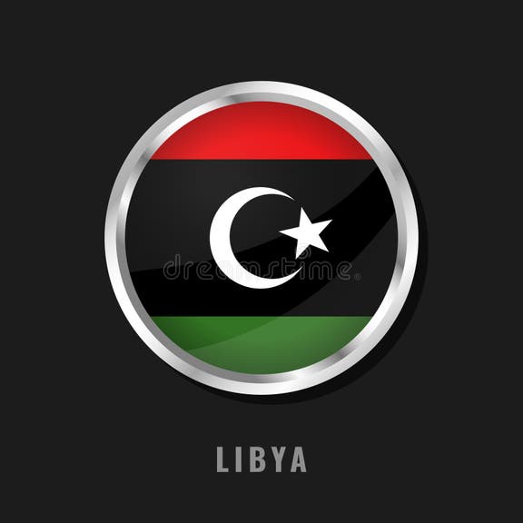 Libya Round Framed National Flag. Circular Glossy Flag of Libya Stock ...
