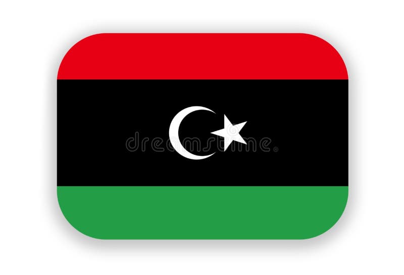 Libya Rounded Rectangle Flag Icon with Shadow on White Background Stock Illustration ...