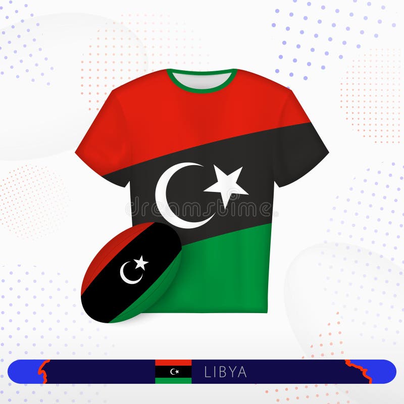 Libya Rugby Jersey with Rugby Ball of Libya on Abstract Sport ...