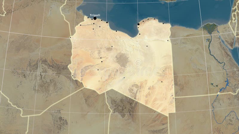 Libya - Satellite. Composition, Borders Stock Illustration ...