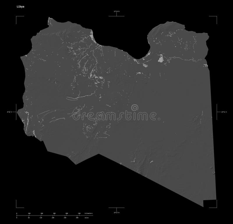 Libya Shape on Black. Bilevel Stock Illustration - Illustration of ...