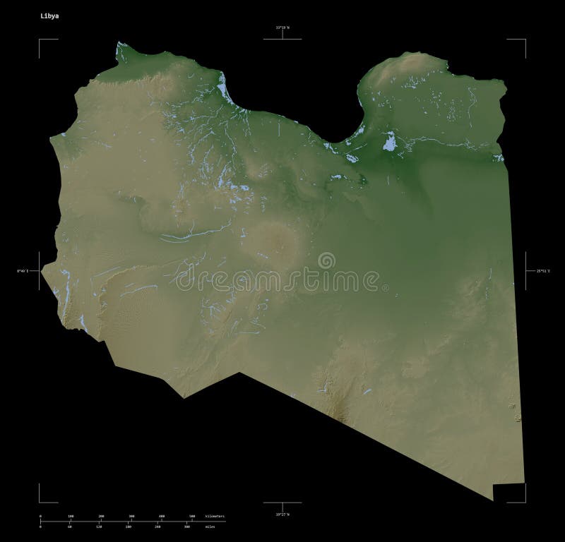 Libya shape on black. Pale stock illustration. Illustration of science ...
