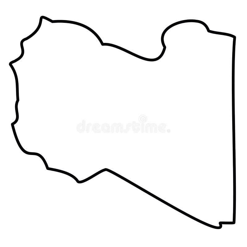 Libya - Solid Black Outline Border Map of Country Area. Simple Flat ...