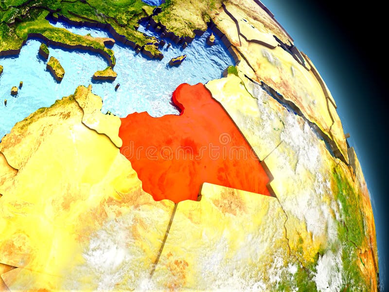 Libya from space stock illustration. Illustration of weather - 91106955
