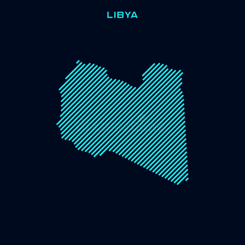 Libya Striped Map Vector Design Template with Blue Background. Stock ...