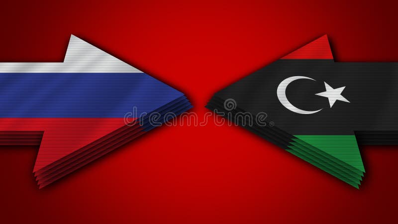 Libya and Russia Flags Together Paper Texture Illustration Stock ...