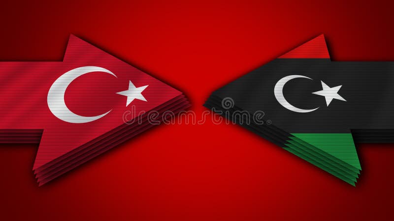 Libya Vs Turkey Turkish Arrow Flags â€“ 3D Illustrations Stock ...