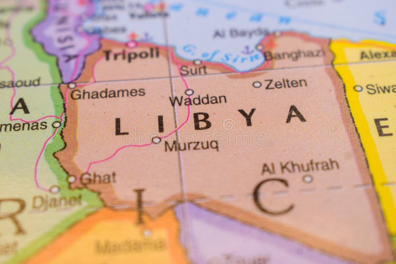 Libya on the World Map-Geo Political Map Stock Illustration ...